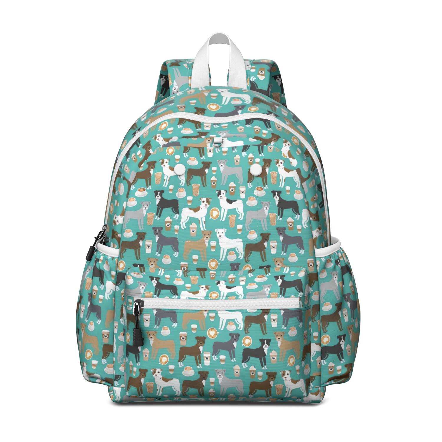 Cute Pitbull Terriers Dog and Coffee Backpack for School,Cute School ...