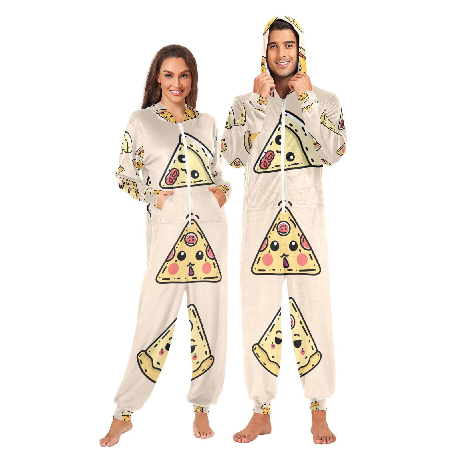 Cute Pizza Adult Onesie Pajamas Slim Fit Christmas One Piece Suit Pjs ...