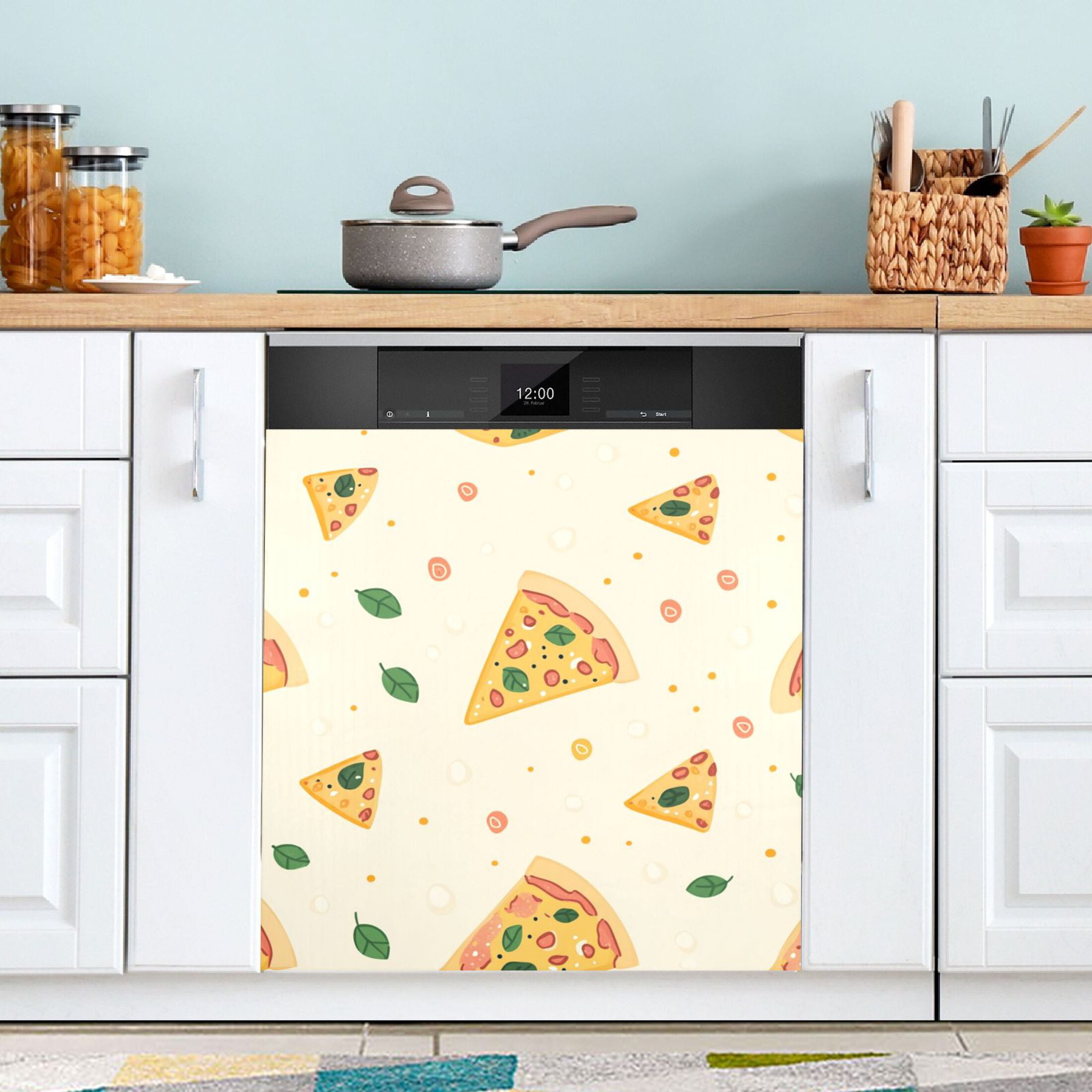 Cute Pizza Slices Dots Leaves Dishwasher Magnet Refrigerator Magnetic ...