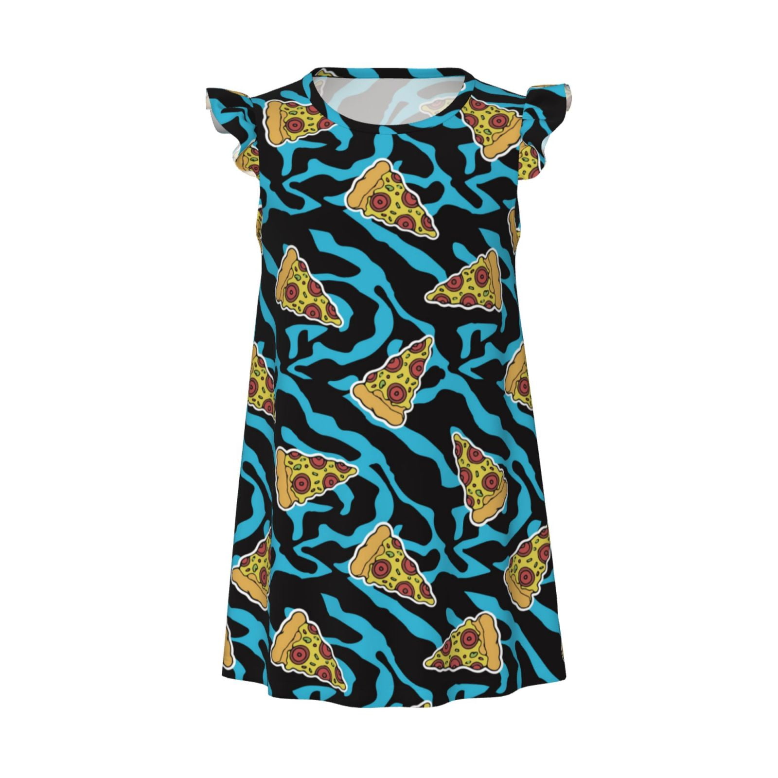 Cute Pizza Wave Girls Nightgowns, Pajamas for Girls, Soft Flutter Short ...