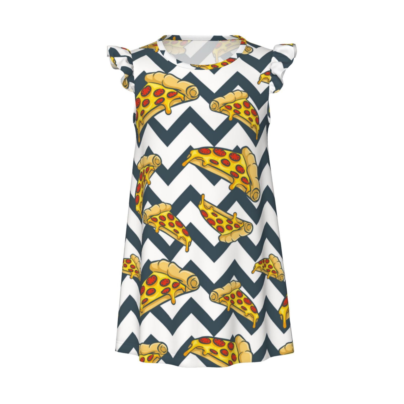 Cute Pizza Wavy Lines Girls Nightgowns, Pajamas for Girls, Soft Flutter ...