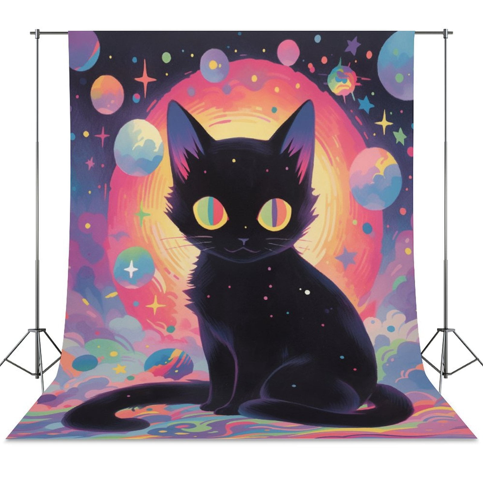 Cute Planet Cat Backdrops for Photography Kids Adult Photo Booth Video ...