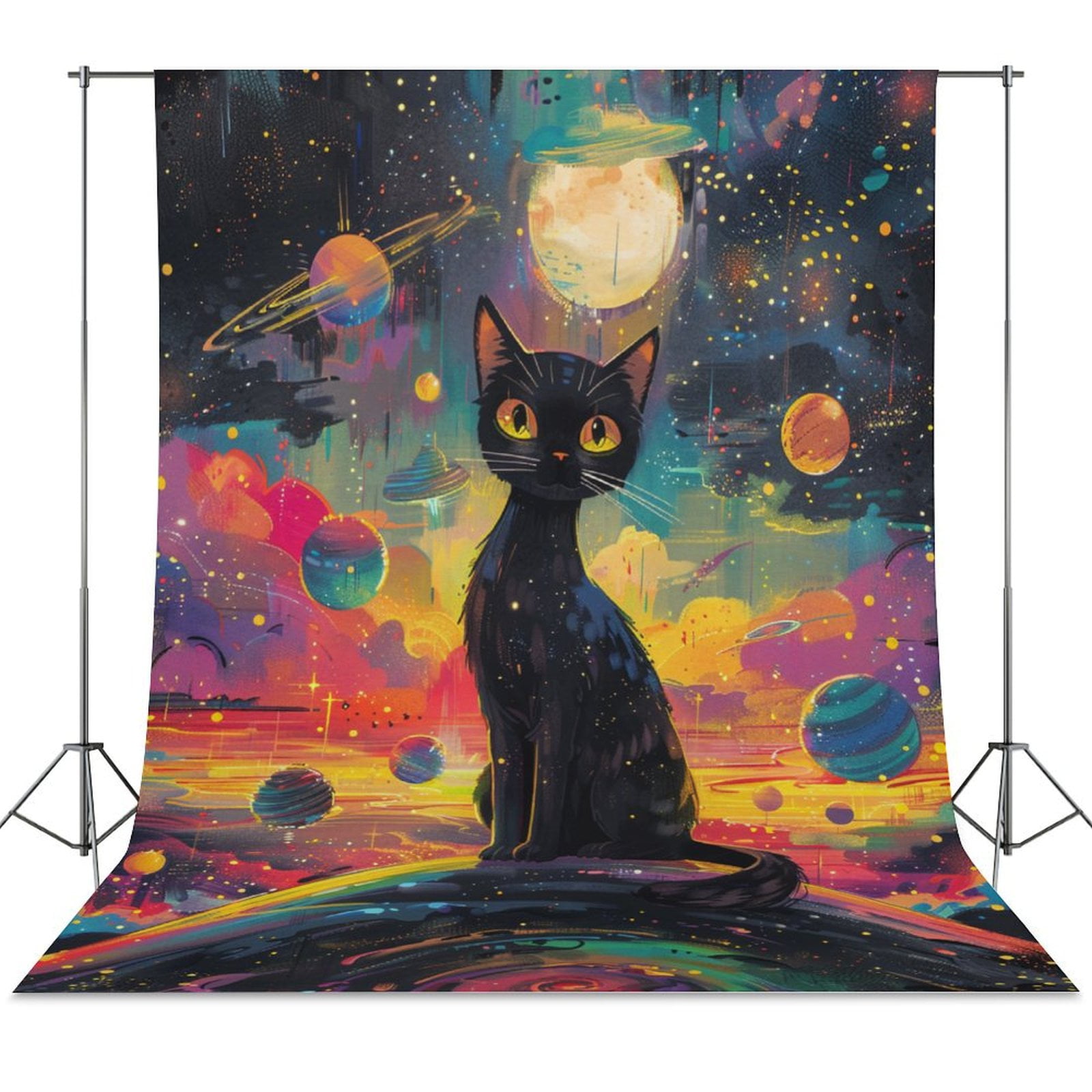 Cute Planet Cat Backdrops for Photography Kids Adult Photo Booth Video ...