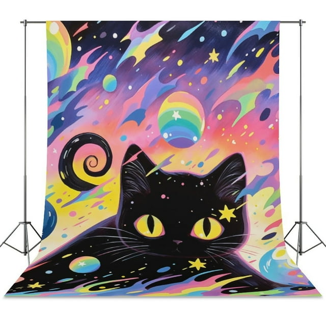 Cute Planet Cat Backdrops for Photography for Party Backdrop Wedding ...