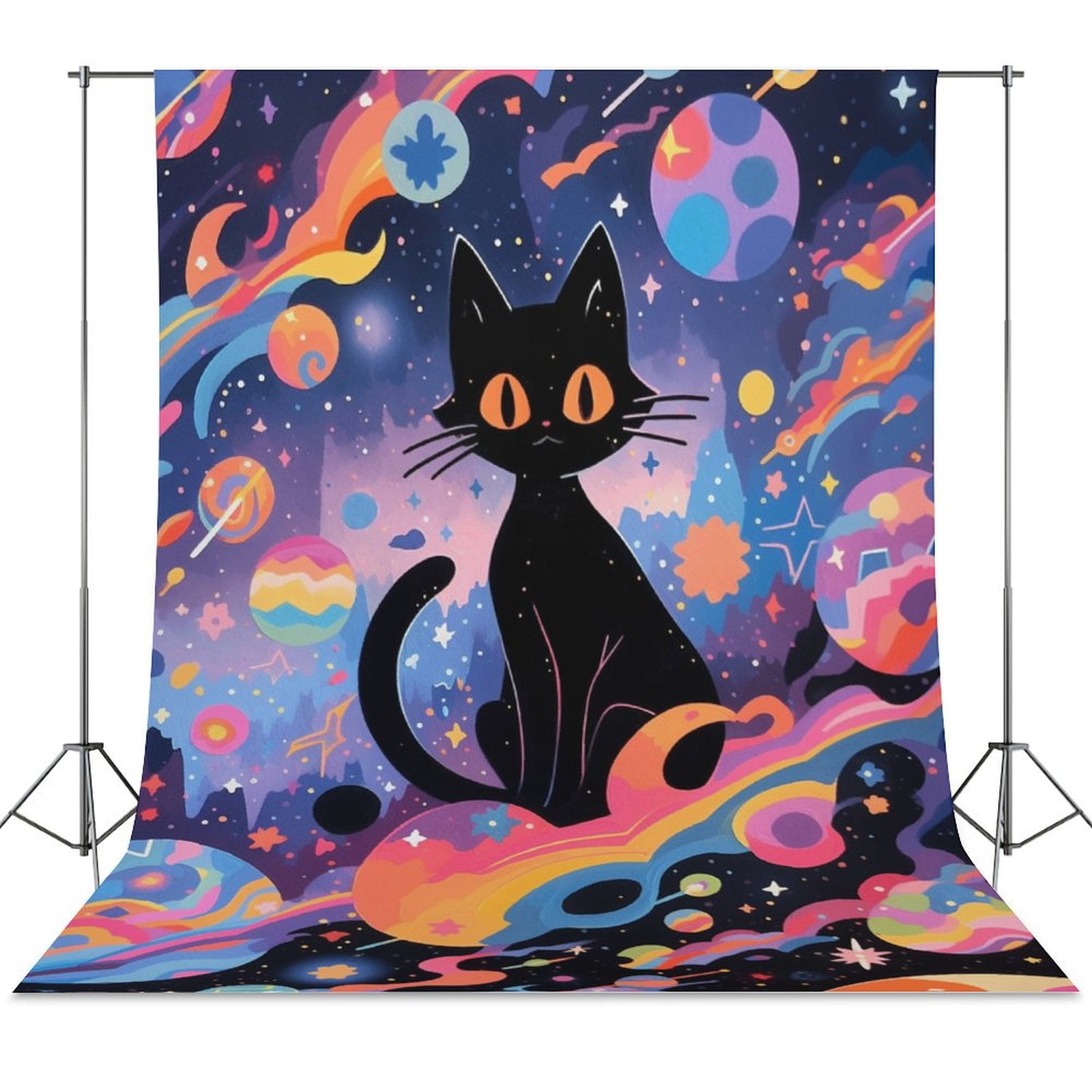Cute Planet Cat Spring Wall Backdrop Background Floral Backdrops 5x7FT ...