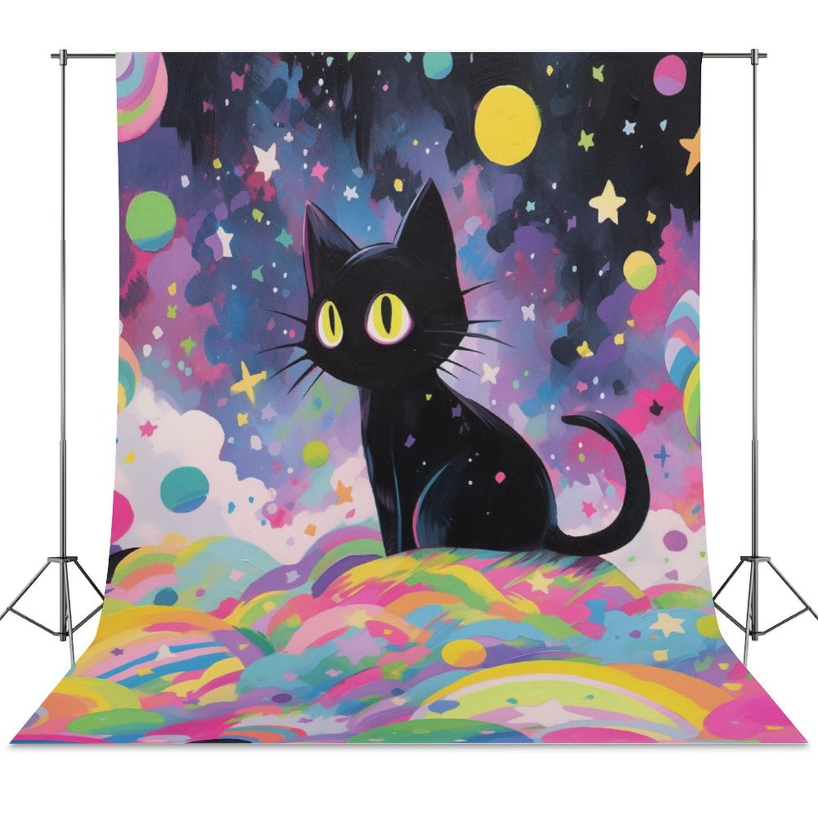 Cute Planet Cat Spring Wall Backdrop Background Floral Backdrops 5x7FT ...