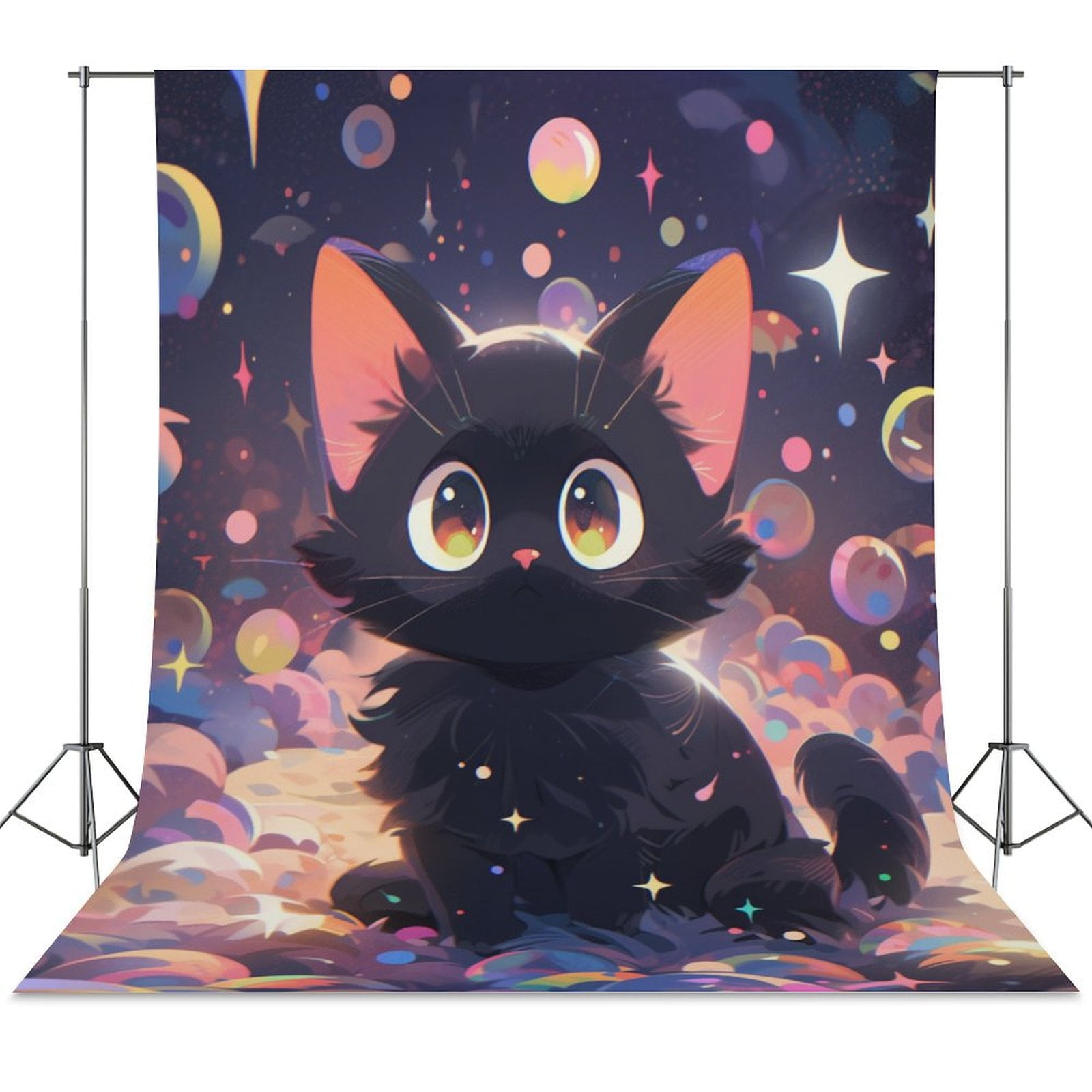 Cute Planet Cat Spring Wall Backdrop Background Floral Backdrops 5x7FT ...