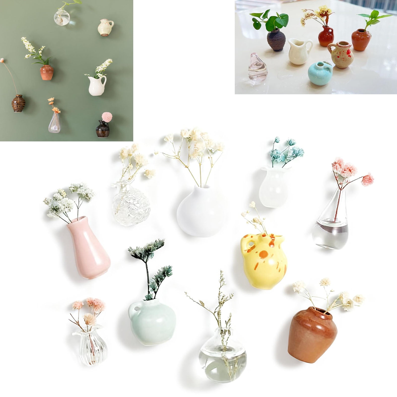 Cute Plant Ceramic Vase Fridge Magnets, Mini Vase Magnets for Fridge ...