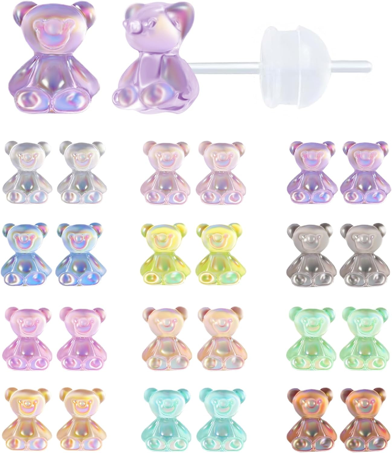 Cute Plastic Earrings for Sensitive Ears hypoallergenic skin-friendly Stud for Women[a700 ...