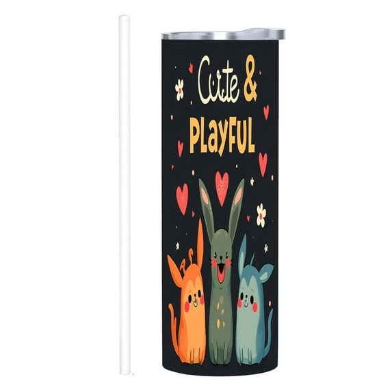 Cute & Playful 20 oz Stainless Steel Insulated Tumbler with Cartoon ...