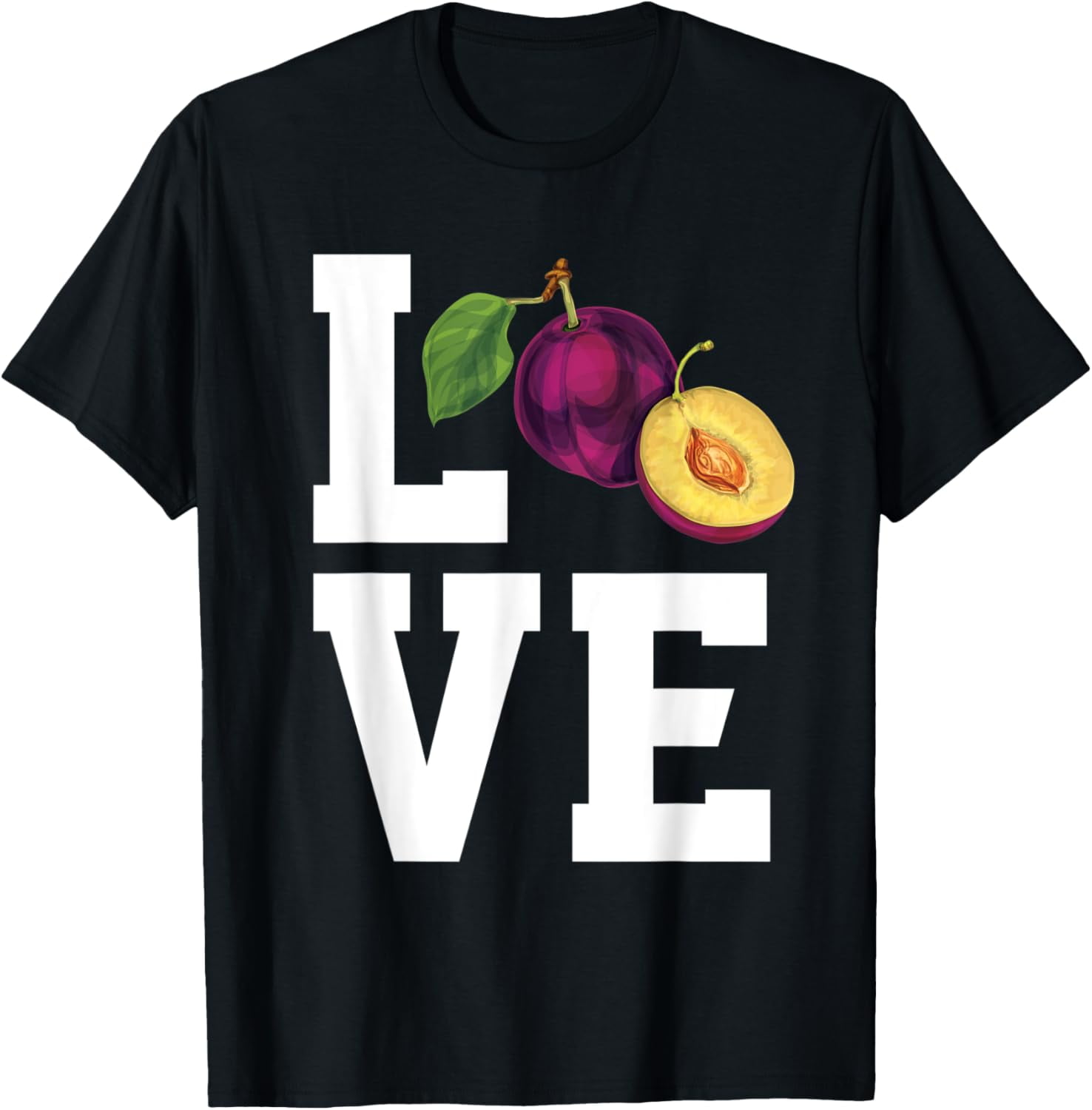 Cute Plums Design Love Plum Fruits T-ShirtPure cotton short-sleeved ...