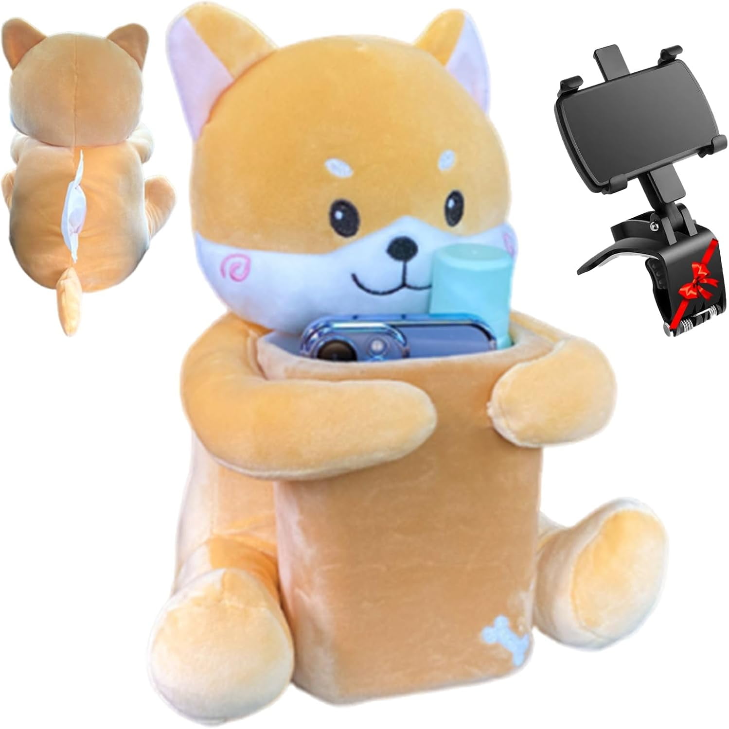 Cute Plush 2 in 1 Car Tissue Box and Trash Can Holder, Cartoon Animal ...