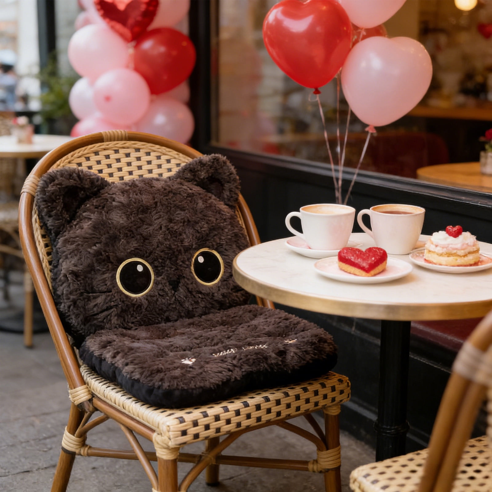 Cute Plush Car Seat Cushion, Thickened Backrest, Integrated One-piece ...