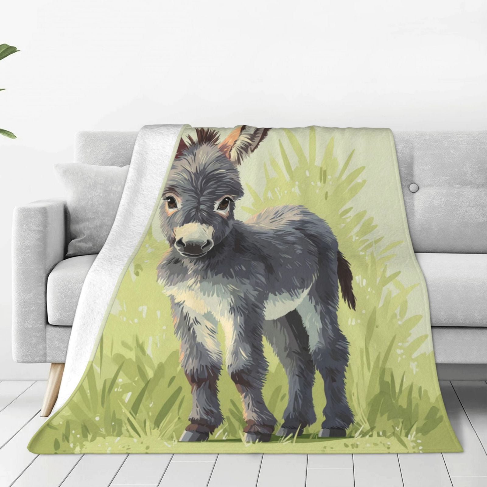 Cute Plush Donkey Throw Blanket, Fluffy Animal Art, Soft Flannel Fleece ...