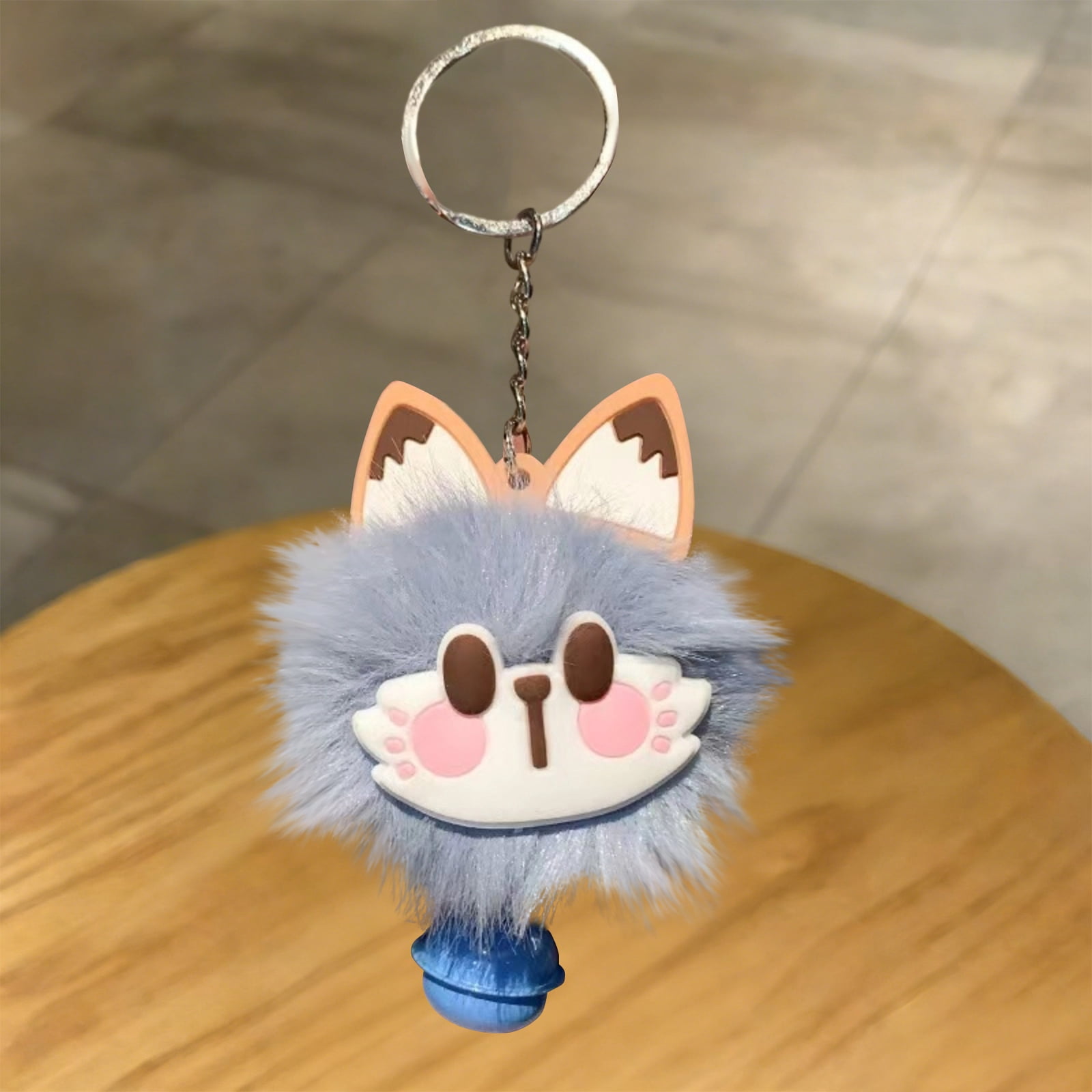 Cute Plush Keychain With Bell, New Year Furry Bag Charm, Adorable Fox ...