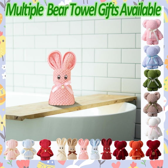 Cute Plush Rabbit Towel Gift Bunny Corals Velvet Hand Towel Gift Box ...