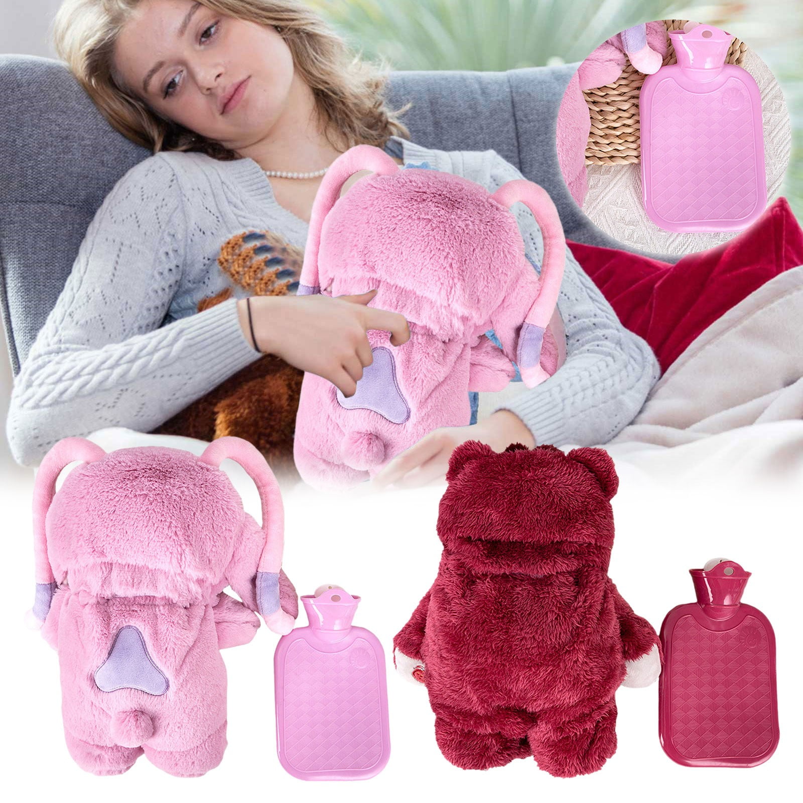 Cute Plush Toy Stuffed Animal Hand Warmer Hot Water Bottle Portable Hot ...