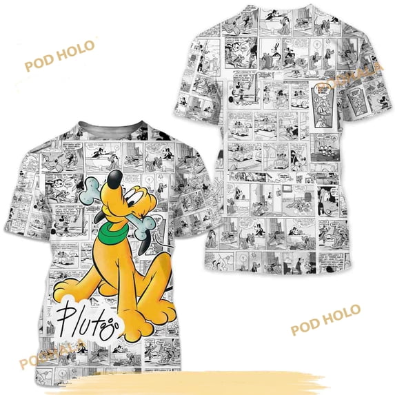 Cute Pluto Comic Pattern Disney Cartoon Outfits Unisex 3D Shirt ...