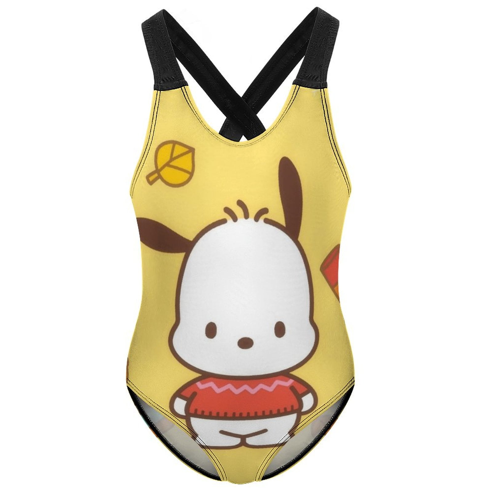 Cute Pochacco Swimsuit Girl Swimsuit Strap Swimsuit Cartoon Beach Gift for Daughter 6-7Y（110cm ...
