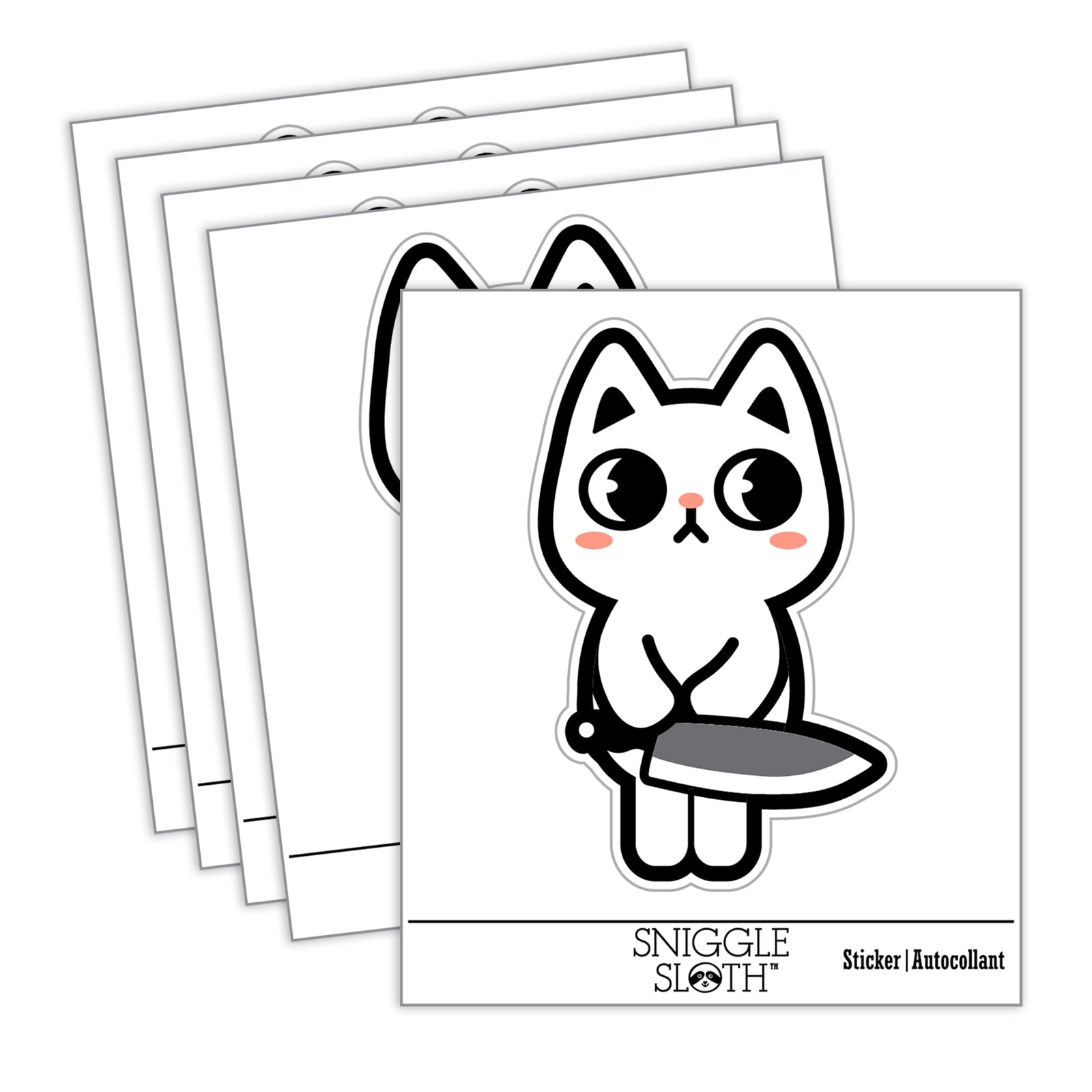 Cute Pocket Cat with Knife Car Window Bumper Water Bottle Phone Tablet ...