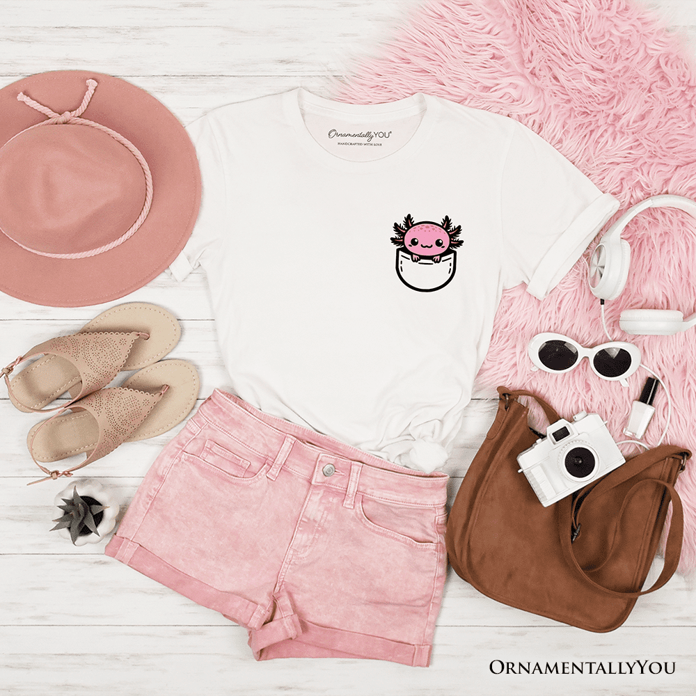 Cute Pocket Pink Axolotl T-Shirt, Salamander Animal Tee - Walmart.com