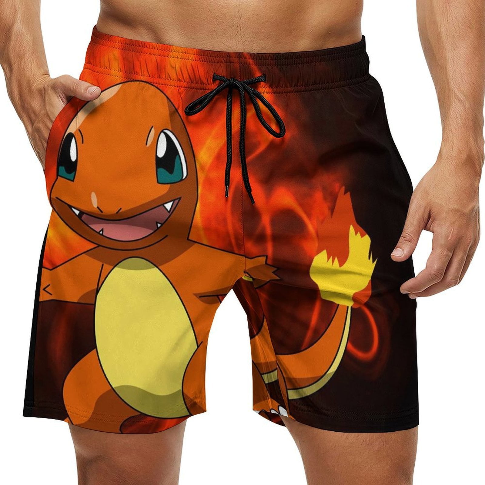 Cute Pokemon Charizard Mens Swim Trunks with Compression Liner Quick ...