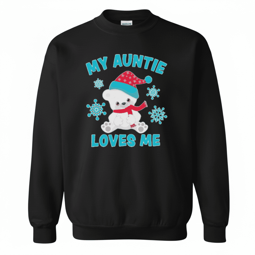 Cute Polar Bear Auntie Loves Me Family Holiday Festive Cheer Sweatshirt ...