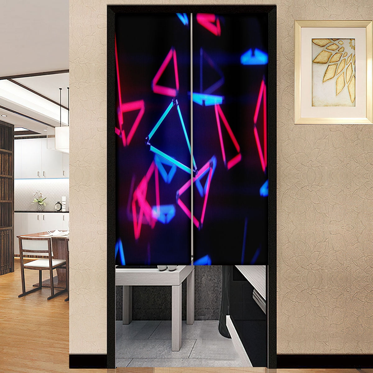 Cute Polar Bear Geometric Door Curtains Wild Animal No Punching ...