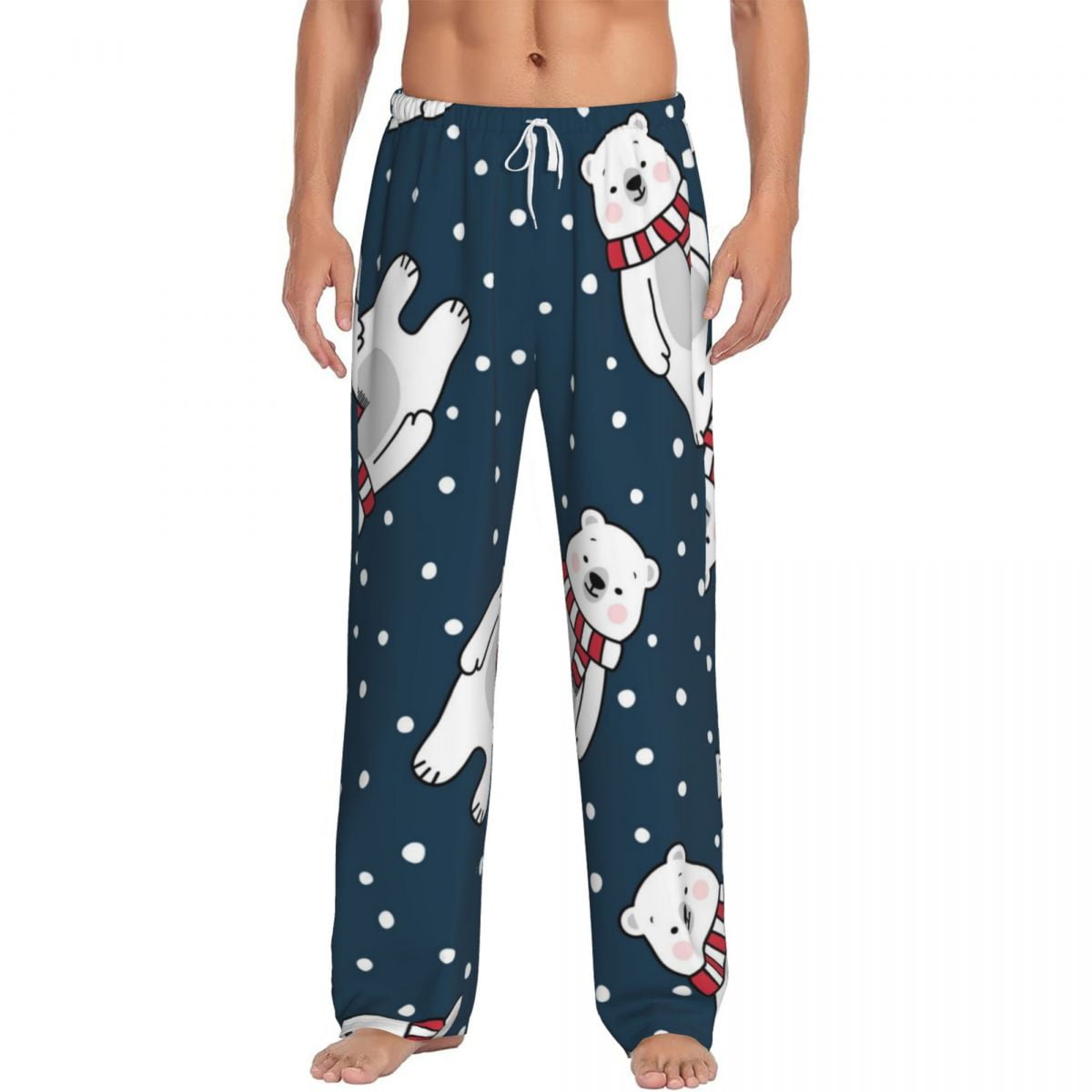 Cute Polar Bear Pajama Pants Sleepwear for Men Elastic Waistband Sleep ...