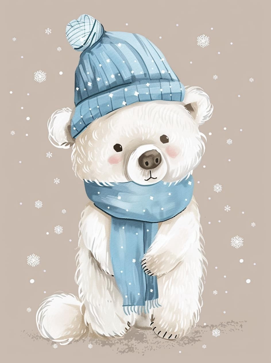 Cute Polar Bear Wear Hat and Scarf DIY 11CT Stamped Cross Stitch Kits ...