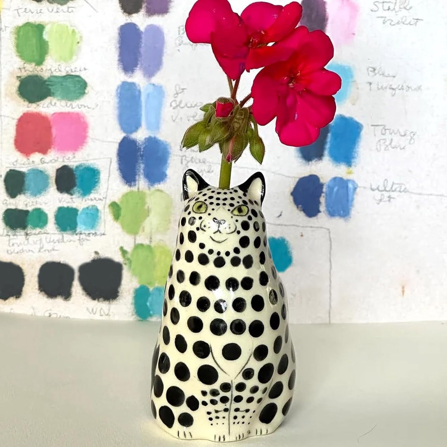 Cute Polka Dot Cat Vase - Cat Lovers Gift, Funy Cat Flower Vase Unique ...