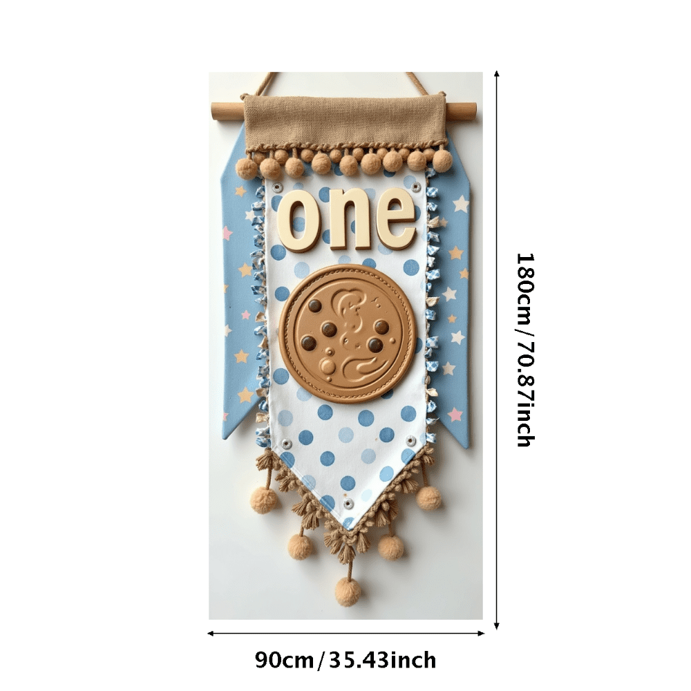 Cute Polka Dot Gingham Burlap Banner with Cookie One Decoration ...