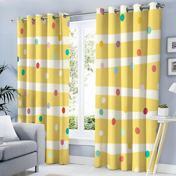 Cute Polka Dots Stripes Blackout Curtains For Bedroom Living Room ...