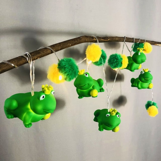 Cute Pom Poms Frog Night Mood Light Battery Operated LED String Lights ...