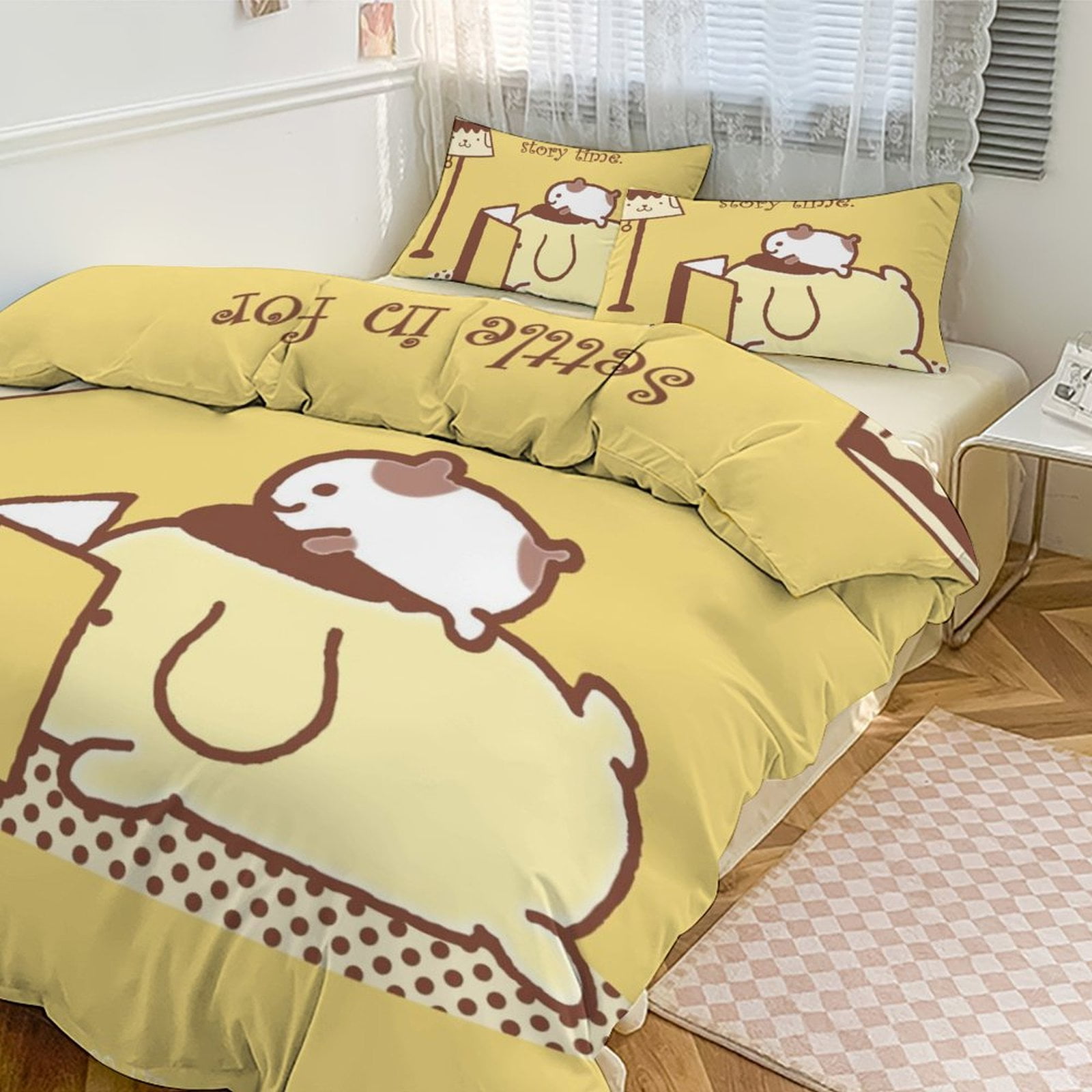 Cute Pompom Purin Bedding Sets for Girl Women Comforter Set 3pcs ...