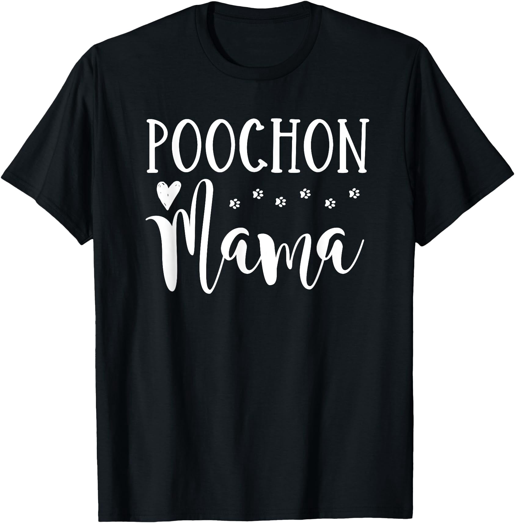 Cute Poochon Mama Dog Mom T-Shirt with Script Font & Floral Heart ...