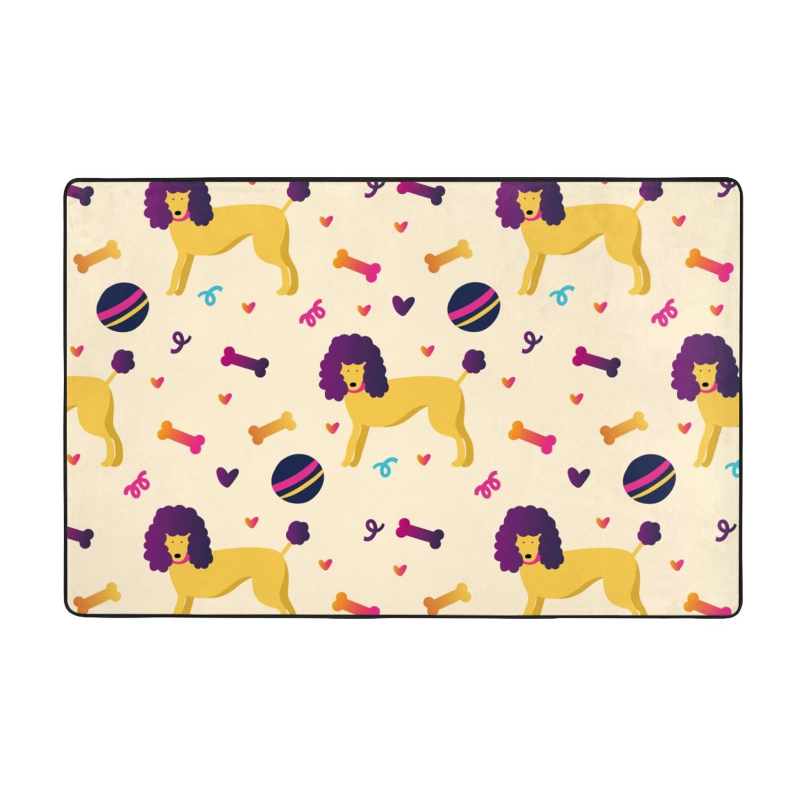 Cute Poodle Dog Funny Bones Bathroom Rugs Non Slip Washable, 60x39in ...