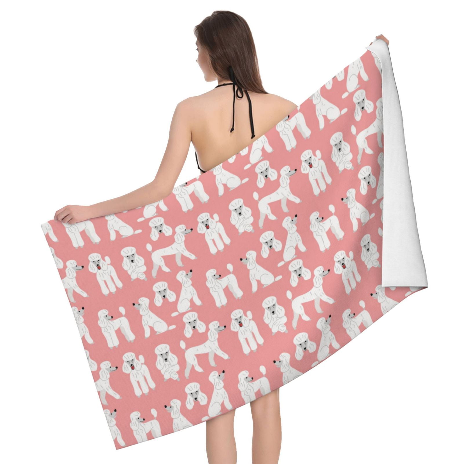Cute Poodle Dog Funny Pink Bath Towels, Microfiber Towel for Bathroom ...