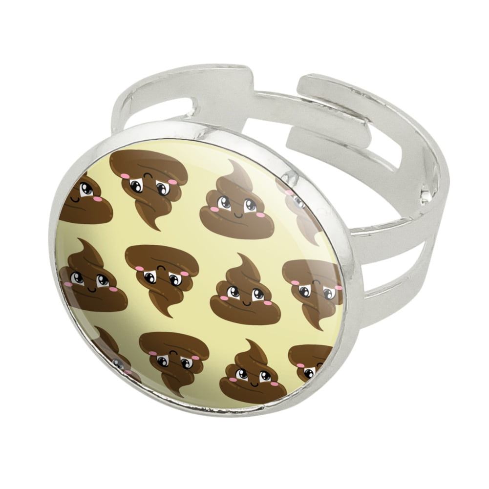 Cute Poop Pattern Silver Plated Adjustable Novelty Ring - Walmart.com