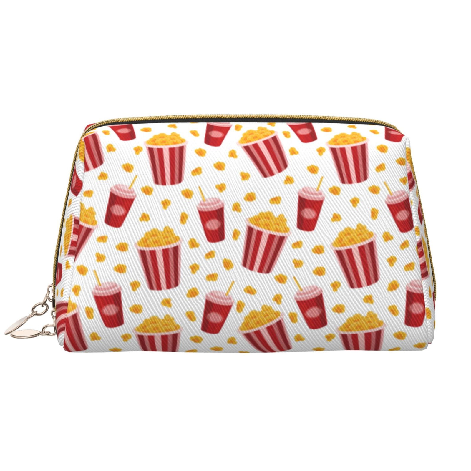Cute Popcorn Drink Makeup Bag, Leather Waterproof Travel Toiletry Bag ...