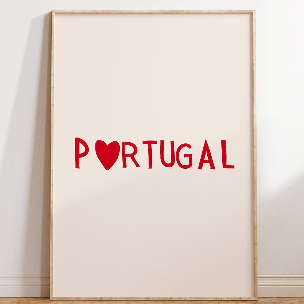 Cute Portugal Print Heart Typography Poster Portuguese Decor Minimalist ...