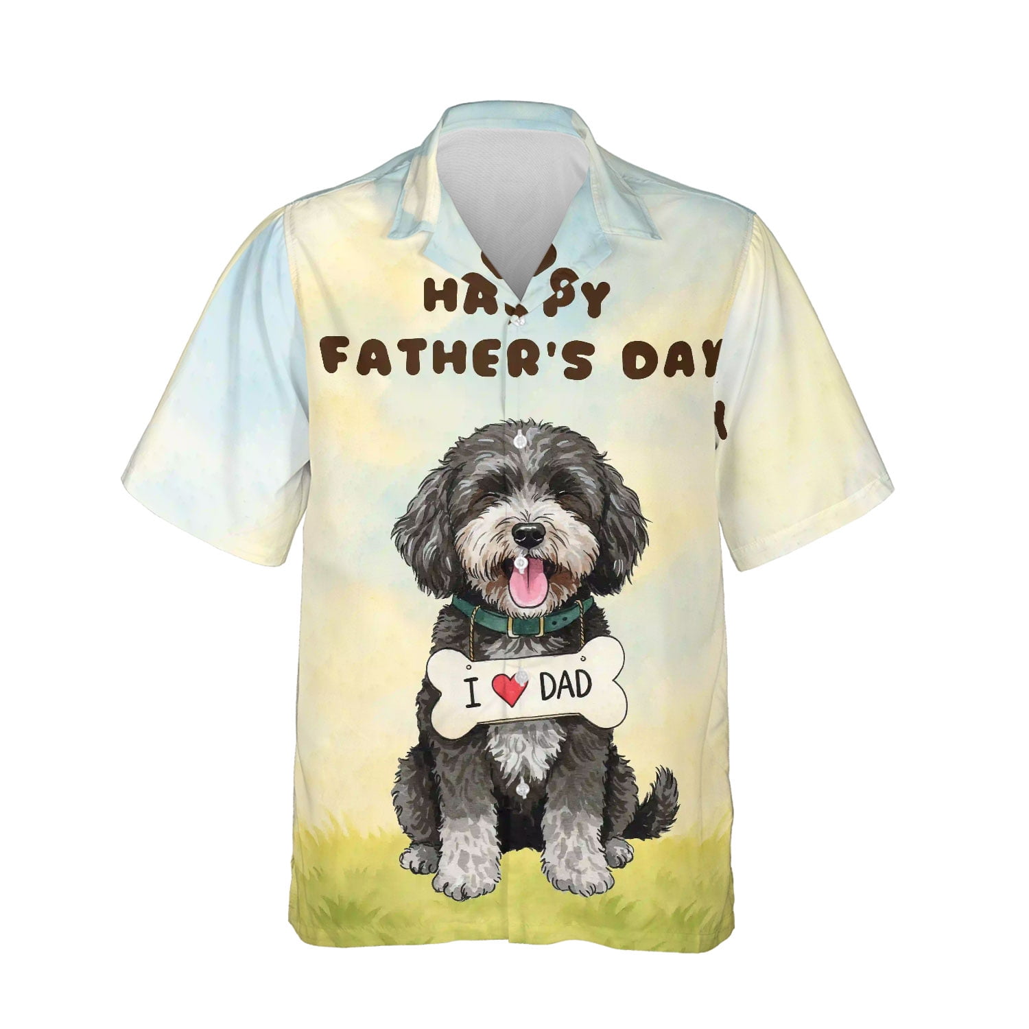 Cute Portuguese Water Dog Loves Dad Happy Father's Day Hawaiian Shirt ...