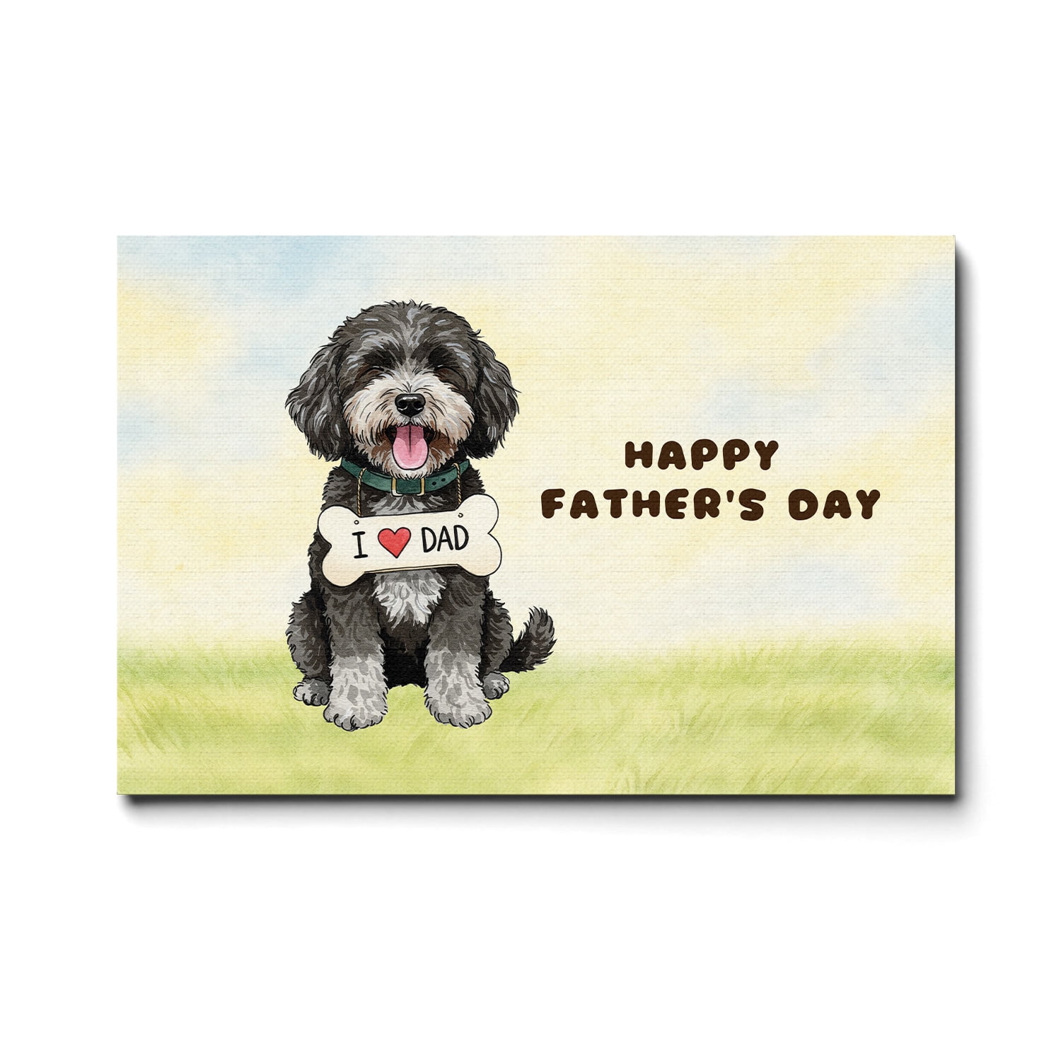 Cute Portuguese Water Dog Loves Dad Happy Father's Day Horizontal Matte ...