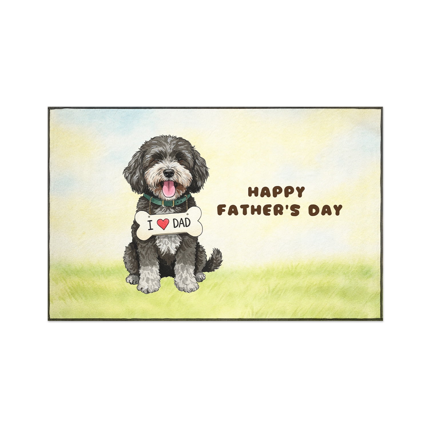 Cute Portuguese Water Dog Loves Dad Happy Father's Day Indoor Rug PWD ...