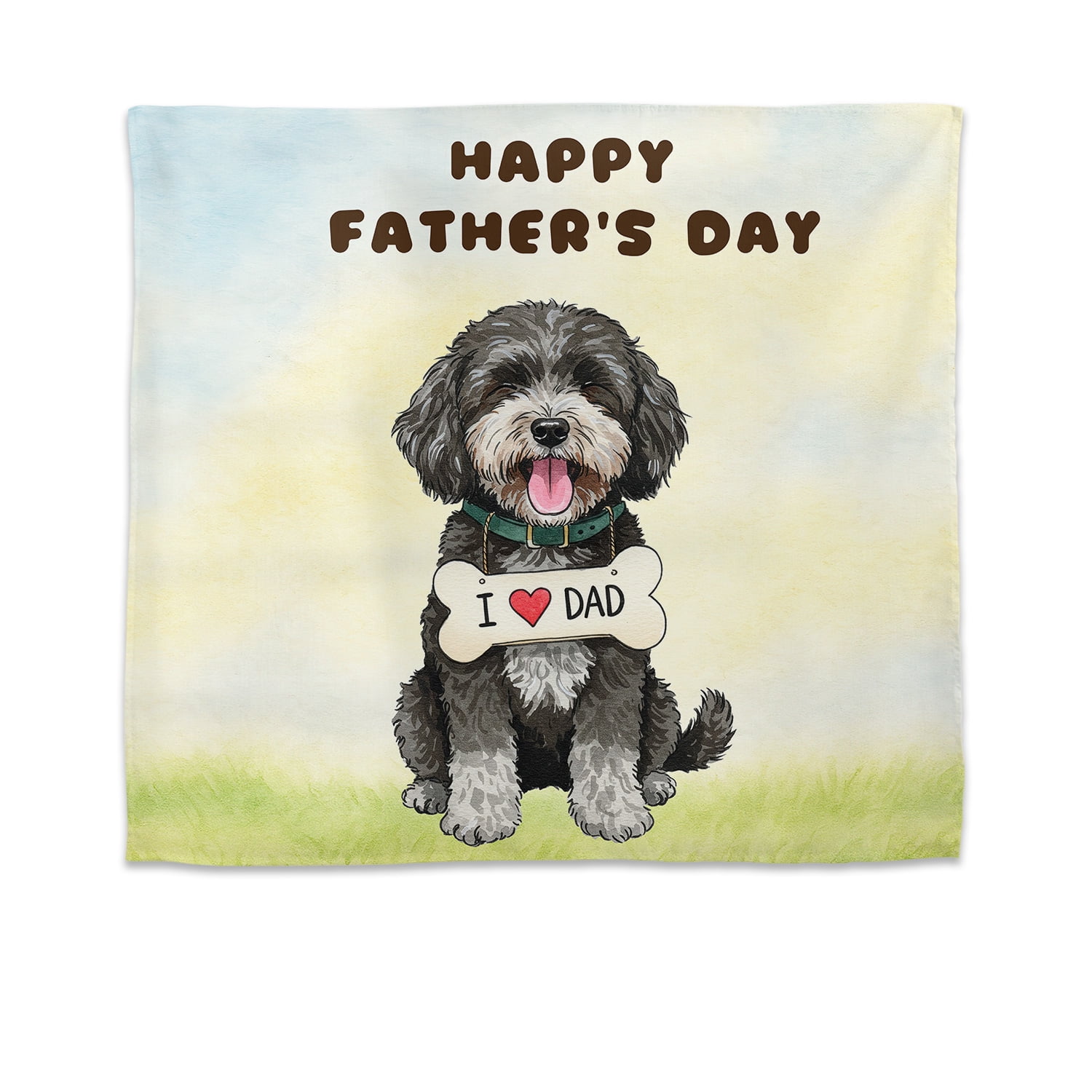 Cute Portuguese Water Dog Loves Dad Happy Father's Day Tapestry PWD ...