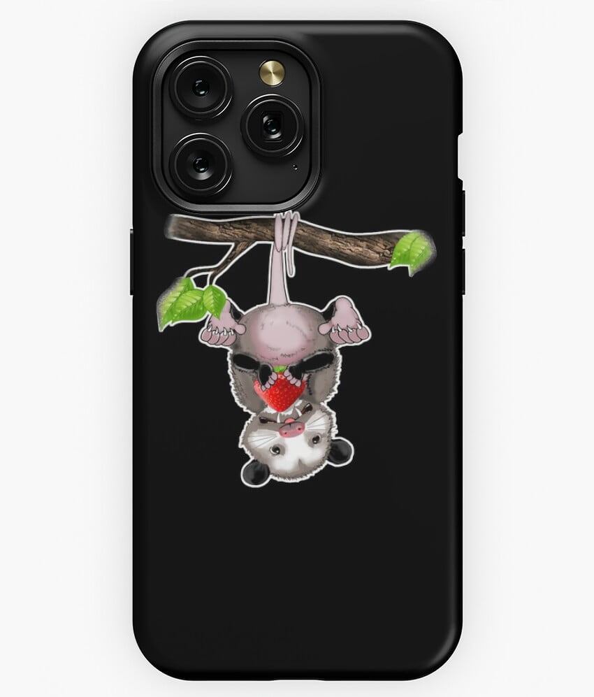 Cute Possum Eats Strawberry M3572 Phone Case for iPhone 17 16 15 14 13 ...