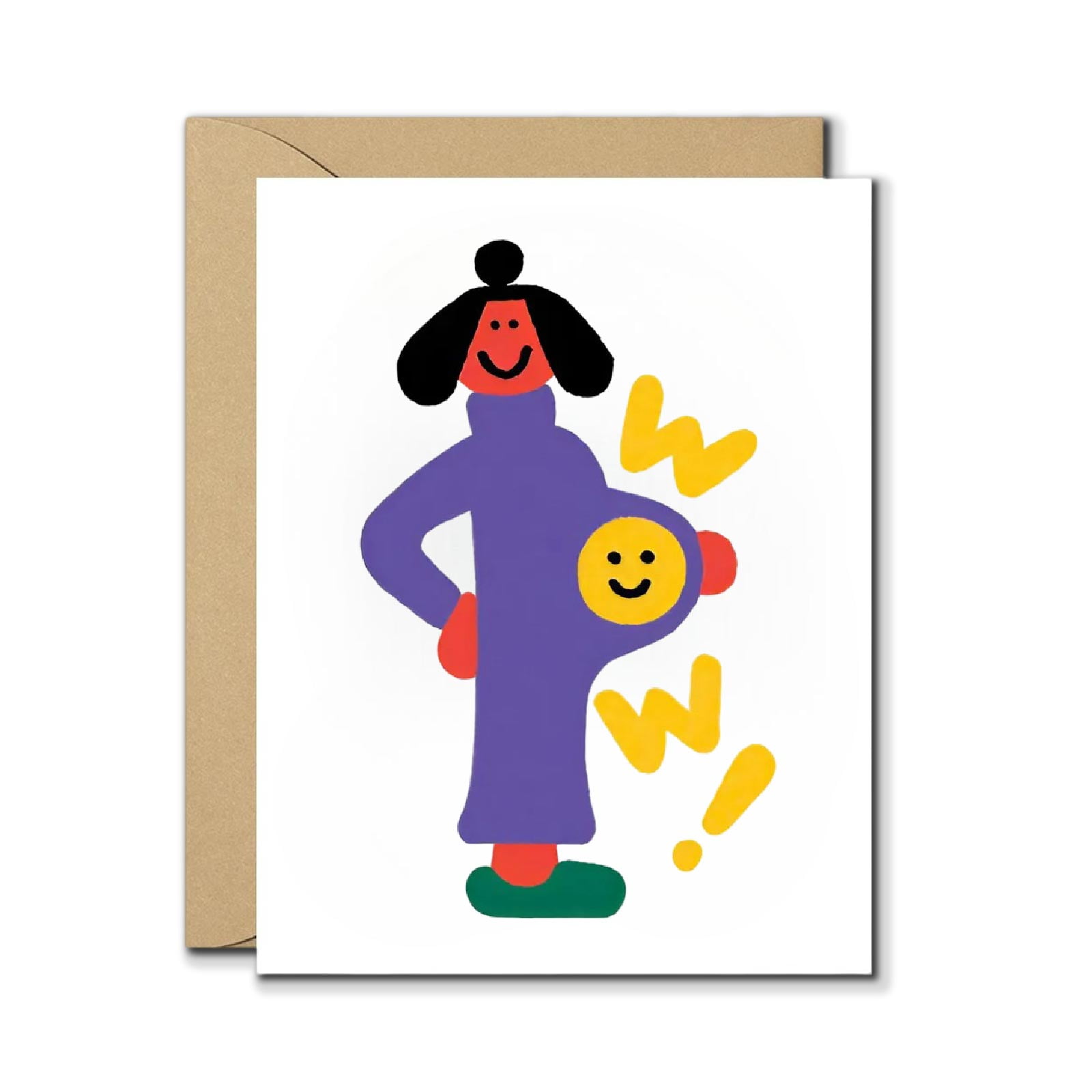 Cute Pregnancy Congratulations Card with Envelope – Colorful Cartoon ...