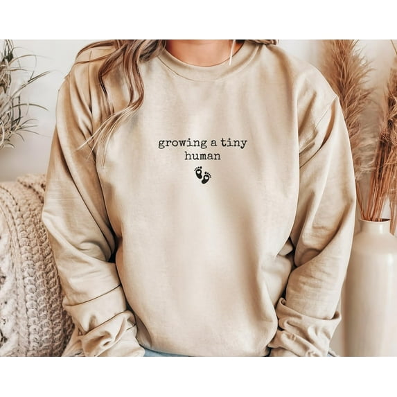 Cute Pregnancy Sweatshirt, Growing a Tiny Human, Baby Bump Sweater ...