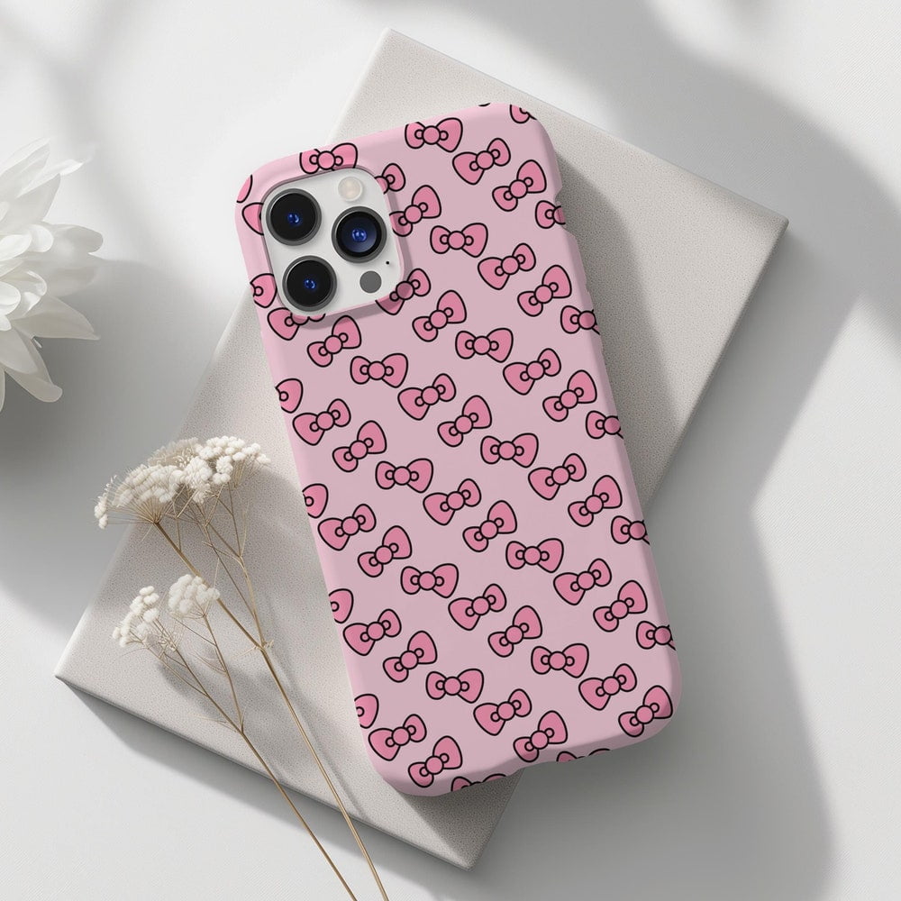 Cute Preppy Coquette Pink Bow Phone Case with iPhone 17 to 11 Pro Max ...