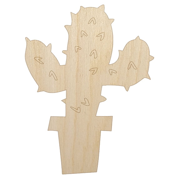 Cute Prickly Cactus Wood Shape Unfinished Piece Cutout Craft DIY ...